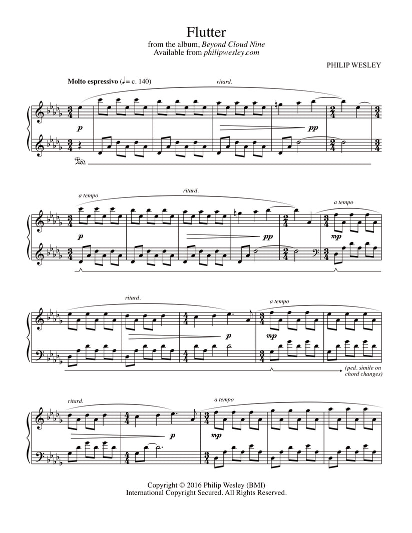 Flutter - Beyond Cloud Nine - Sheet Music – philipwesley