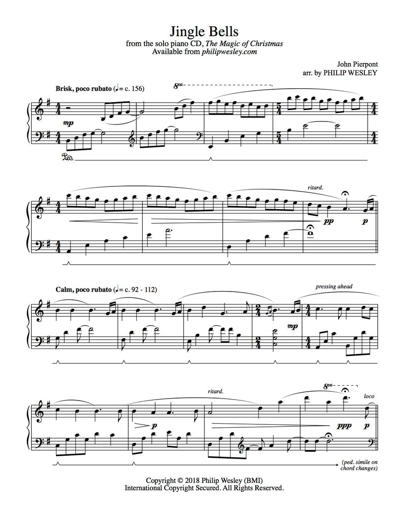 Jingle Bells - The Magic of Christmas - Sheet Music – philipwesley