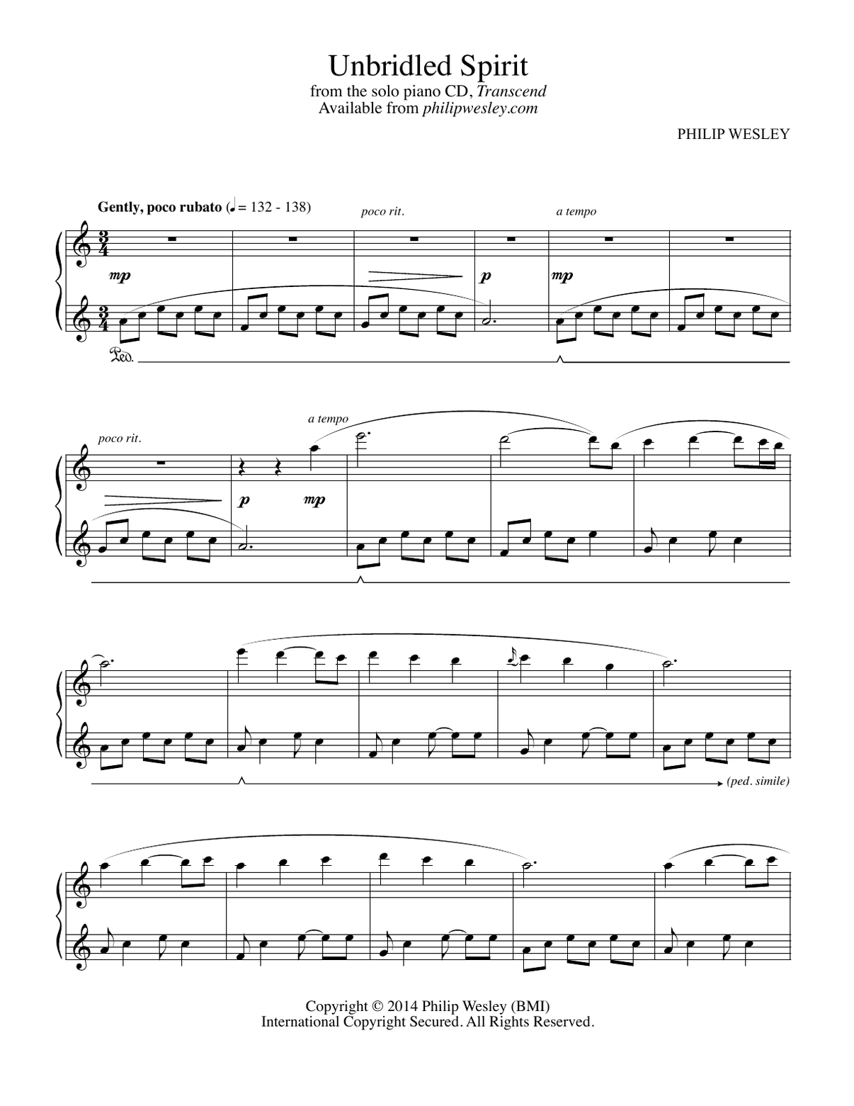 Unbridled Spirit - Transcend - Sheet Music – philipwesley